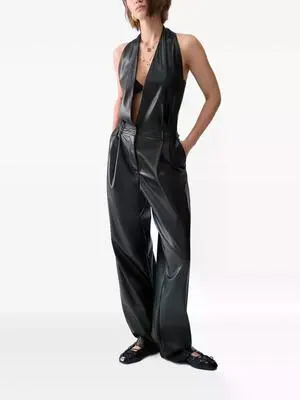 Liu Jo Coated Fabric Jumpsuit With Deep V-neckline And Open Back