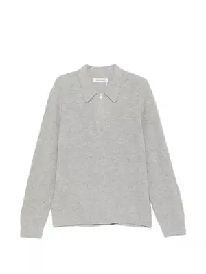 SAMSOE SAMSOE Ribbed-knit Quarter-zip Polo Shirt