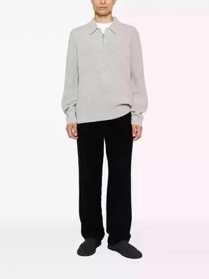 SAMSOE SAMSOE Ribbed-knit Quarter-zip Polo Shirt