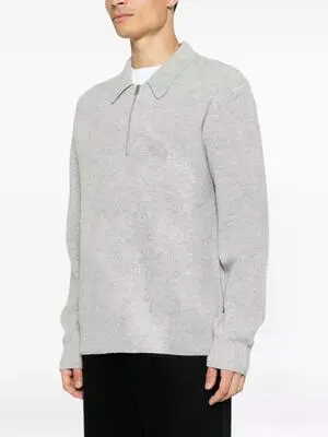 SAMSOE SAMSOE Ribbed-knit Quarter-zip Polo Shirt