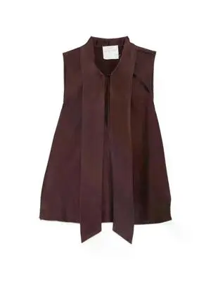 FORTE_FORTE Pussy-bow Sleeveless Blouse