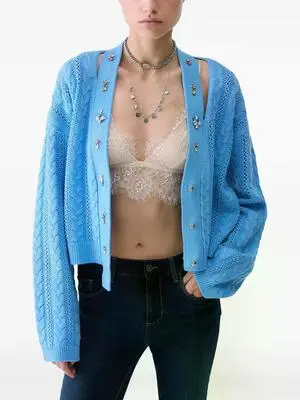 Liu Jo Cardigan With Jewel Embroidery - Blue
