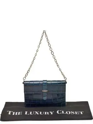 Furla Greta Croc-embossed Chain Clutch Bag