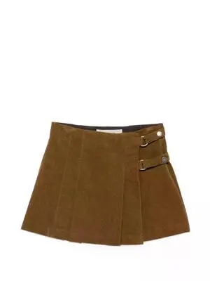 GOLDEN GOOSE Pleated Corduroy Mini Skirt - Brown