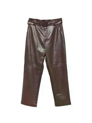 TWINSET Belted Faux-leather Trousers - Brown