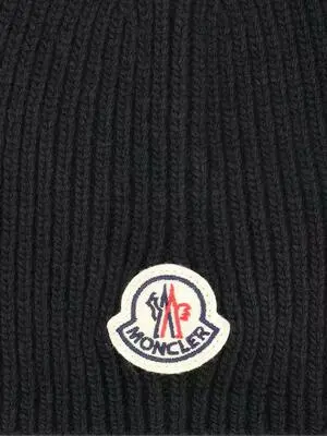 Moncler Logo-patch Ribbed-knit Beanie Hat