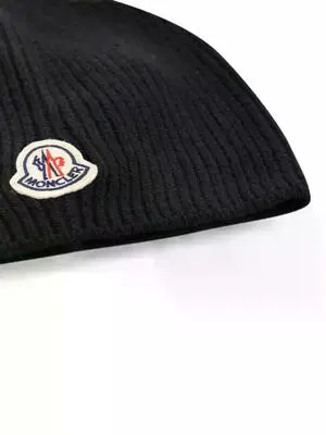 Moncler Logo-patch Ribbed-knit Beanie Hat