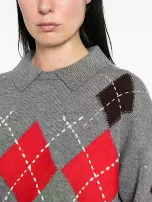 Pinko Argyle-pattern Collared Sweater