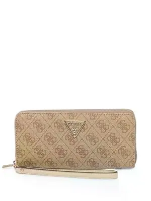 Guess Laurel 4g Monogram-print Logo-plaque Wallet - Neutrals