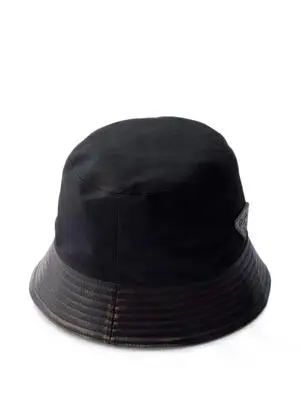 Prada Technical Cotton And Leather Bucket Hat - Black