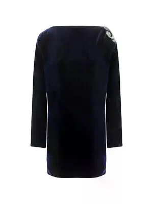 Versace Embroidered Velvet Mini Dress - Blue