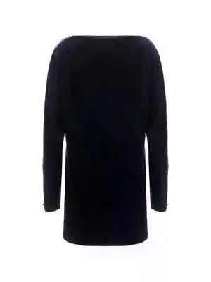 Versace Embroidered Velvet Mini Dress - Blue