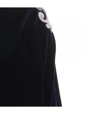 Versace Embroidered Velvet Mini Dress - Blue