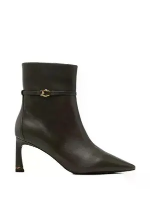 COCCINELLE Pointed-toe Buckled Ankle Boots - Brown