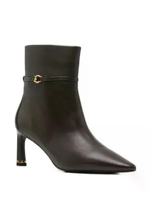 COCCINELLE Pointed-toe Buckled Stiletto Ankle Boots - Brown