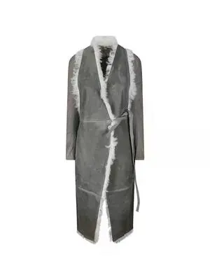 Rick Owens Cyclops Shearling-trim Leather Coat
