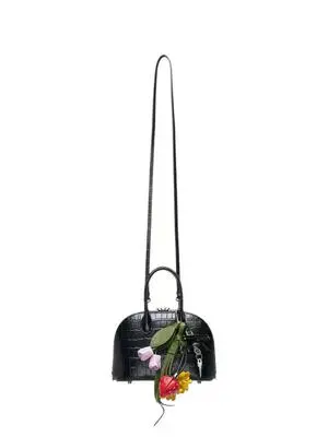 SELF-PORTRAIT Crocodile-effect Leather Shoulder Bag - Black