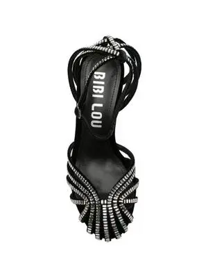 BIBI LOU Crystal-embellished Caged Stiletto Sandals - Black