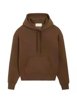 AMI Paris Cotton Hoodie With Embossed De Coeur - Brown