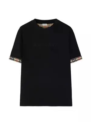 Burberry Check Trim Cotton T-shirt - Black