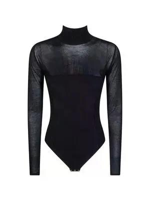 Elisabetta Franchi Sheer-panel High-neck Bodysuit - Black