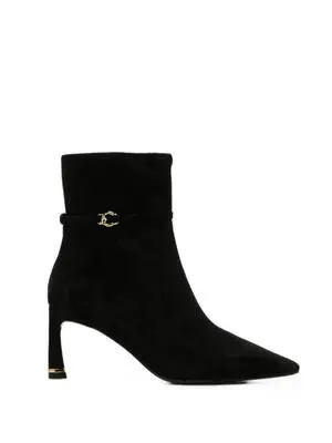 COCCINELLE Logo-plaque Suede Ankle Boots - Black