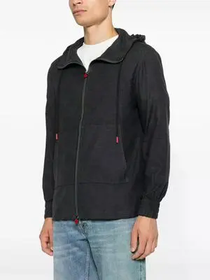 Kiton Zip-up Hoodie With Drawstring Hood - Grey