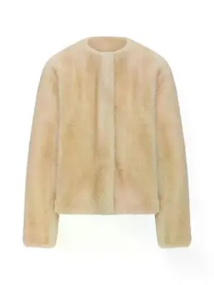Max Mara Faux-fur Collarless Coat