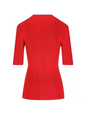 Prada Short-sleeved Ribbed Knit Wool Sweater