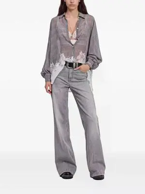 Ermanno Scervino Georgette Lace-trimmed Gingham Shirt