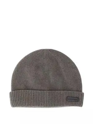 Emporio Armani Ribbed-knit Cashmere Beanie Hat - Grey