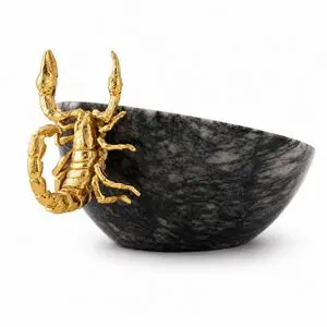 BELS & PEARL Handcrafted Brass Scorpion Asymmetric Bowl - Grey