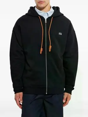 Loewe Logo-embroidered Zip-up Hoodie - Black