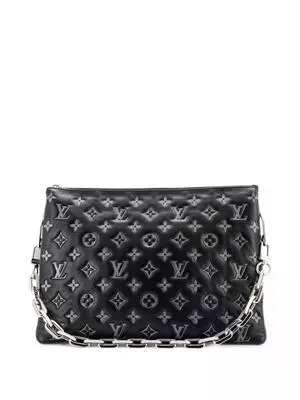 LOUIS VUITTON Coussin Bag Denim Printed Monogram Embossed Lambskin Mm Crossbody Bag
