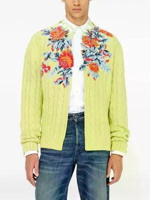 DIESEL® Open-front Cardigan In Floral Cable Knit
