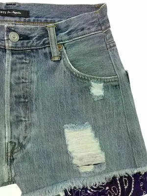 HTC LOS ANGELES Distressed Bandana-insert Shorts