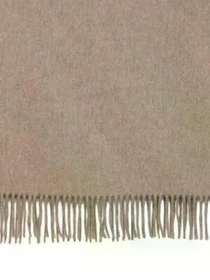 Max Mara Fringed Logo-embroidered Scarf - Neutrals