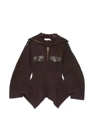 Zimmermann Ribbed-knit Panelled Sweater - Brown