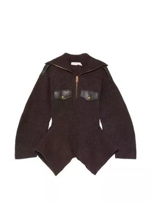 Zimmermann Ribbed-knit Sailor Collar Sweater - Brown
