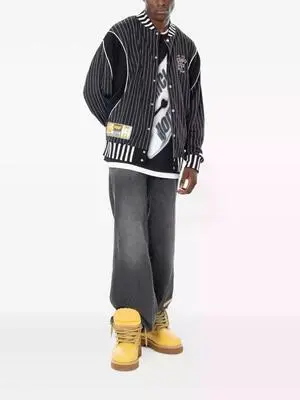 PDF Doc 2 Pinstripe Bomber Jacket - Black