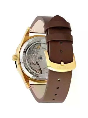 Versace Greca 42mm Automatic Watch With Brown Leather Strap - Black