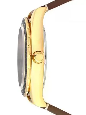 Versace Greca 42mm Automatic Watch With Brown Leather Strap