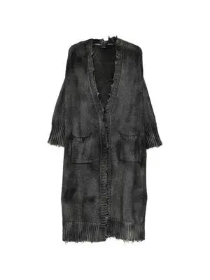 Avant Toi Distressed-effect Longline Coat - Grey