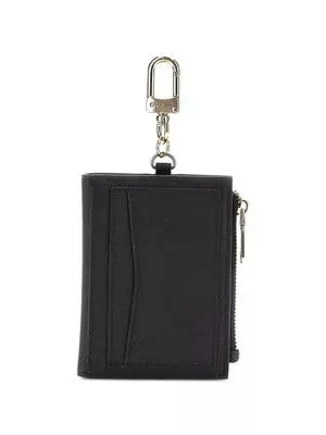 Guess Saffiano Logo-plaque Zip-fastening Card Holder - Black