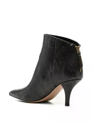 TWINSET Snakeskin Effect Pointed Toe Ankle Boots