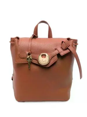Moschino Logo-plaque Pebbled Backpack - Brown