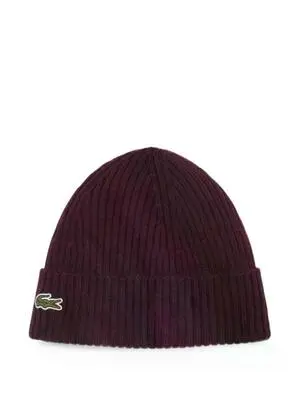 Lacoste Logo-patch Ribbed-knit Wool Beanie Hat
