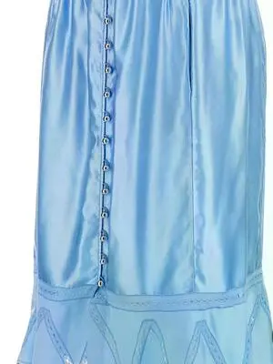 Rabanne Lace-trim Embroidered Midi Skirt - Blue