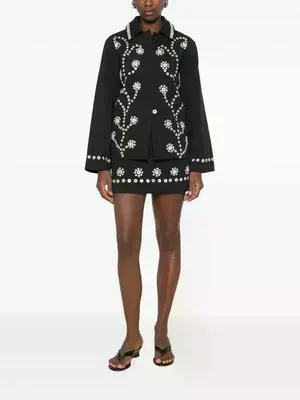 Stine Goya Button-embellished Floral-motif Mini Skirt - Black