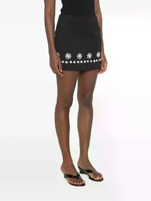 Stine Goya Button-embellished Floral-motif Mini Skirt